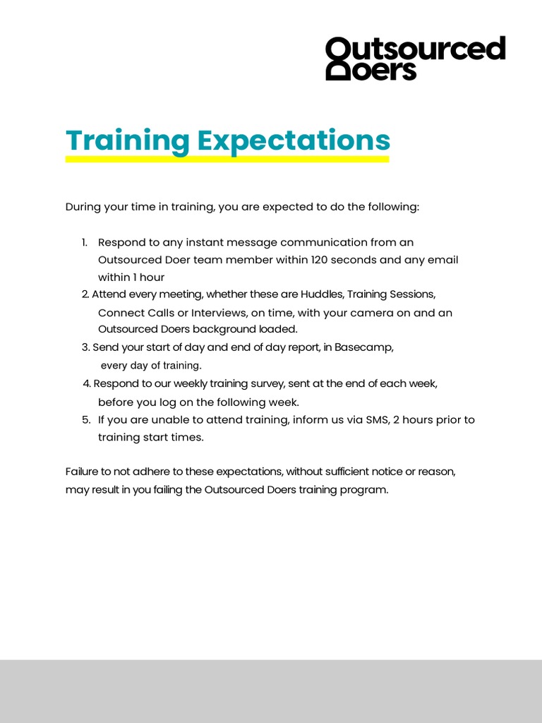 Training Expectations 15 12 2022 | PDF