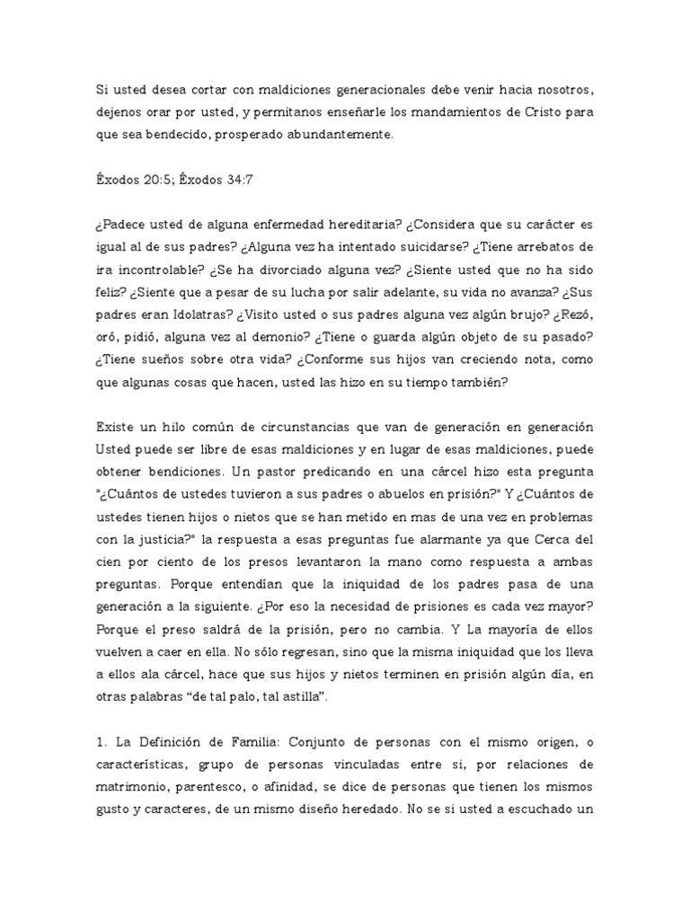 Maldiciones Generacionales Pdf Pecado Jesús