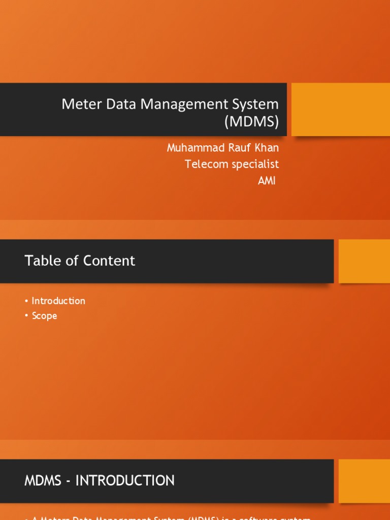 Meter Data Management System (MDMS) : Muhammad Rauf Khan Telecom Specialist AMI | Download Free ...