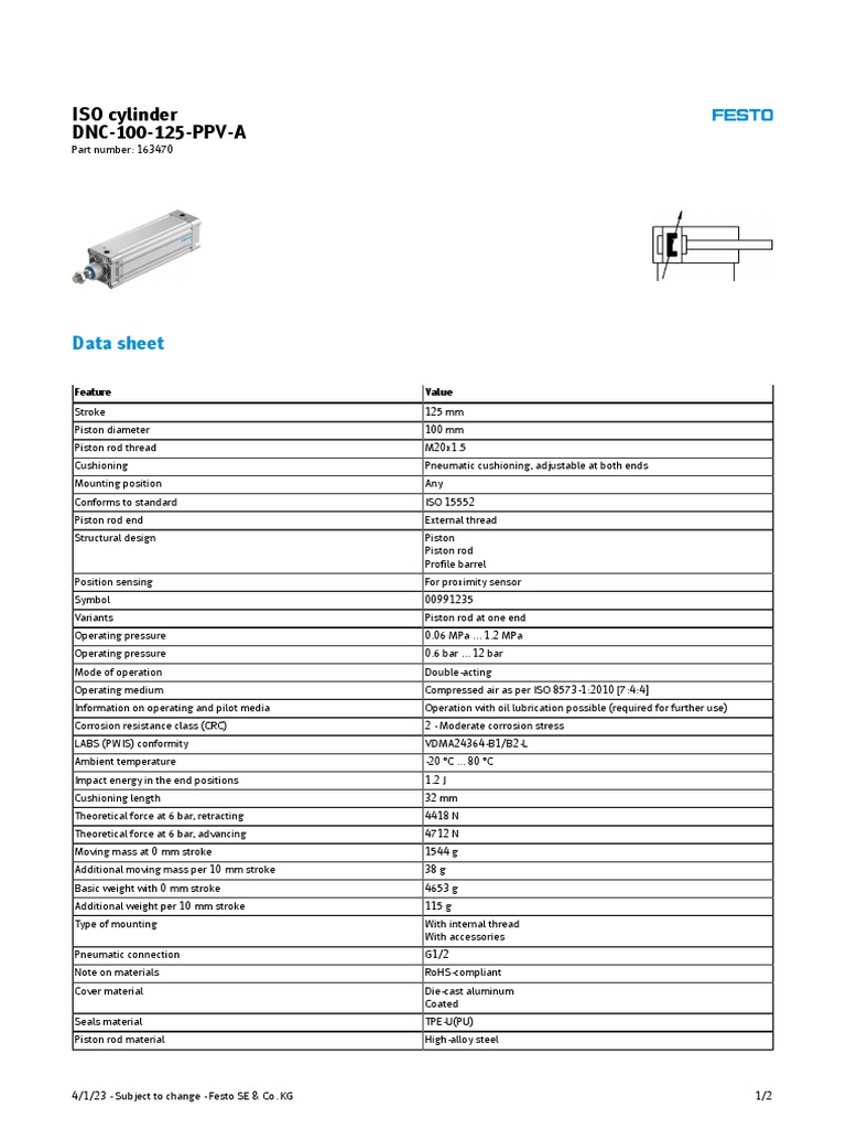 Catalogo de Cilindros Neumaticos Festo | PDF | Piston | Mechanical Engineering
