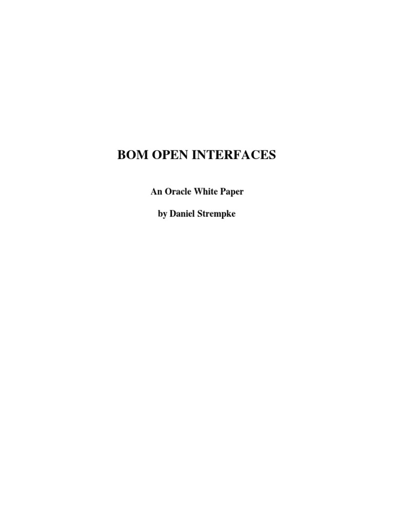 BOM Interfaces - White Paper | PDF | Oracle Database | Sql