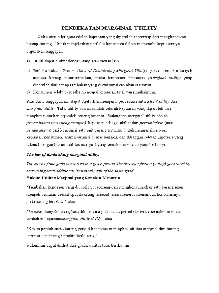 Pendekatan Marginal Utility | PDF