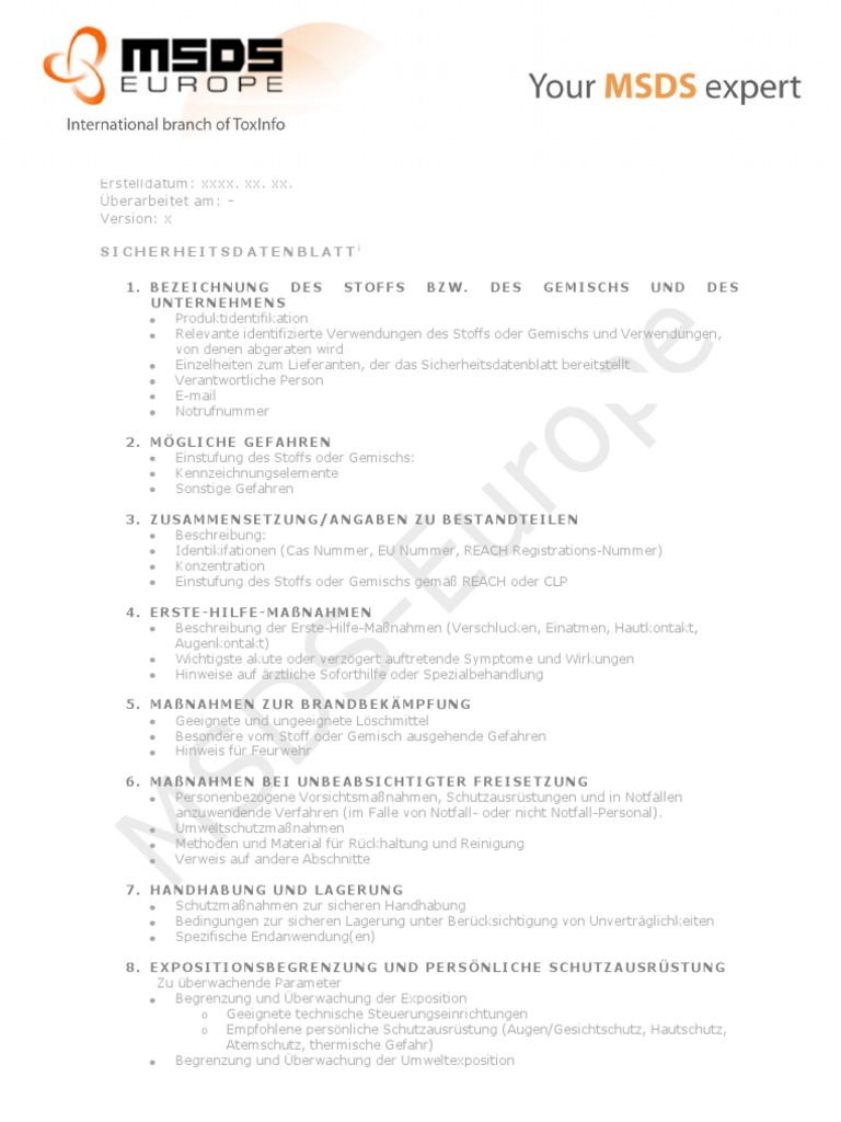 MSDS Sample DE | PDF