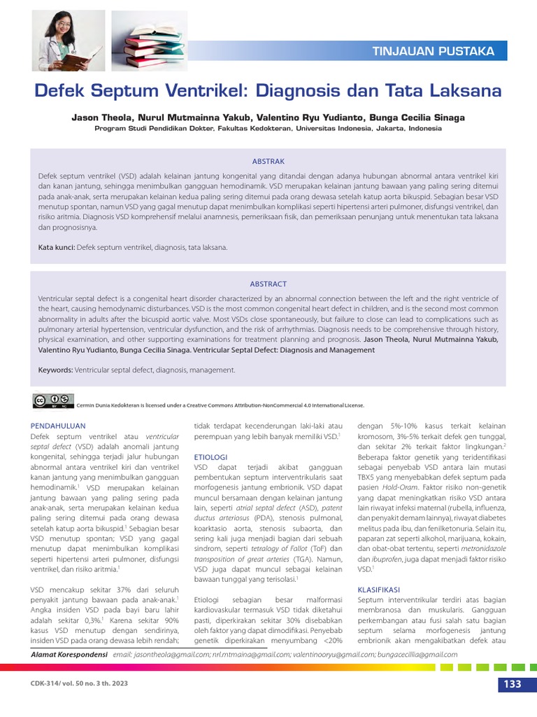 Defek Septum Ventrikel Diagnosis Dan Tata Laksana | PDF