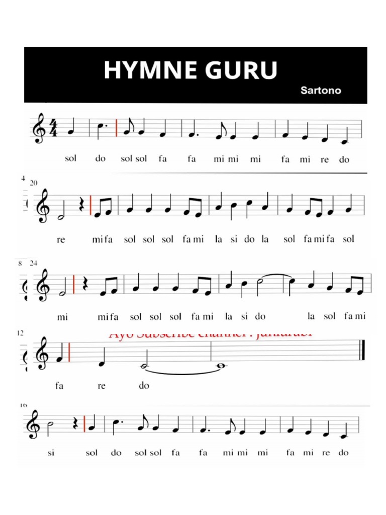 Music Sheet Hymne Guru | PDF