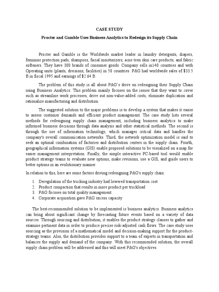 Case Study Procter and Gamble Uses Business Analytics To Redesign Its ...
