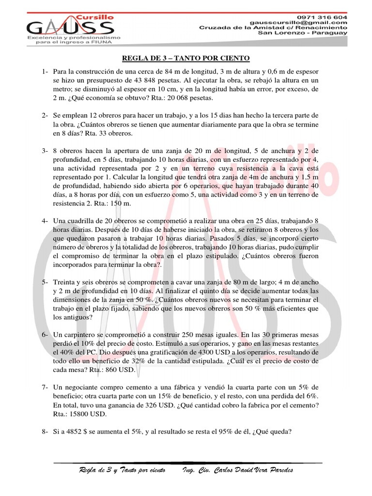 6 - Regla de 3 - Tanto Por Ciento | PDF