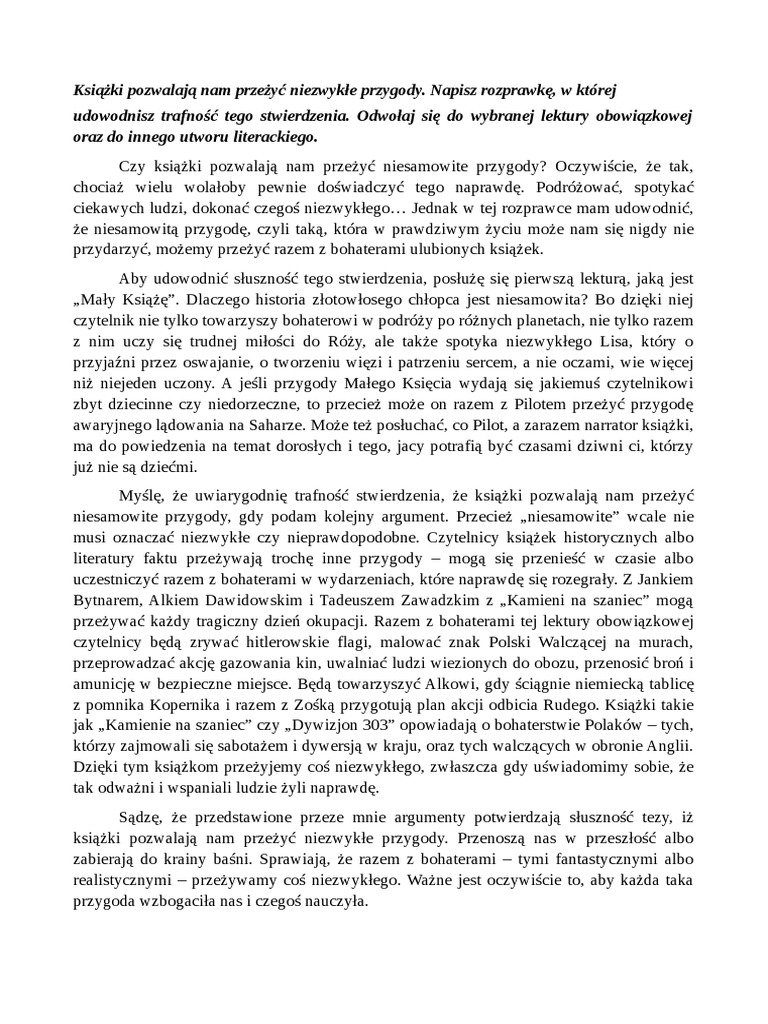 Rozprawka Przyklady | PDF