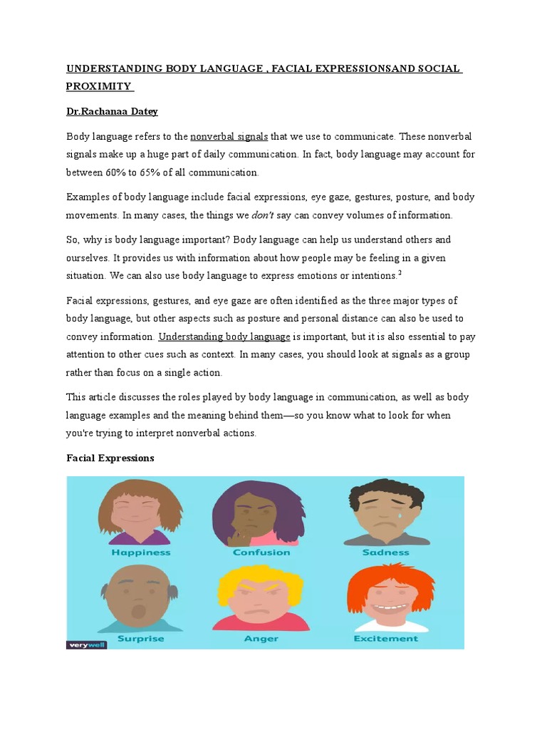 Body Language and Social Proximity | PDF | Body Language | Nonverbal ...