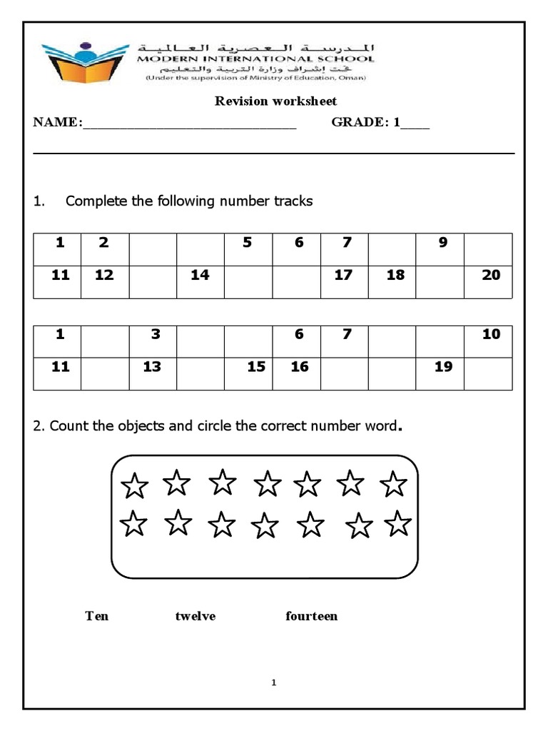 Revision Worksheet NAME: - GRADE: 1 | PDF