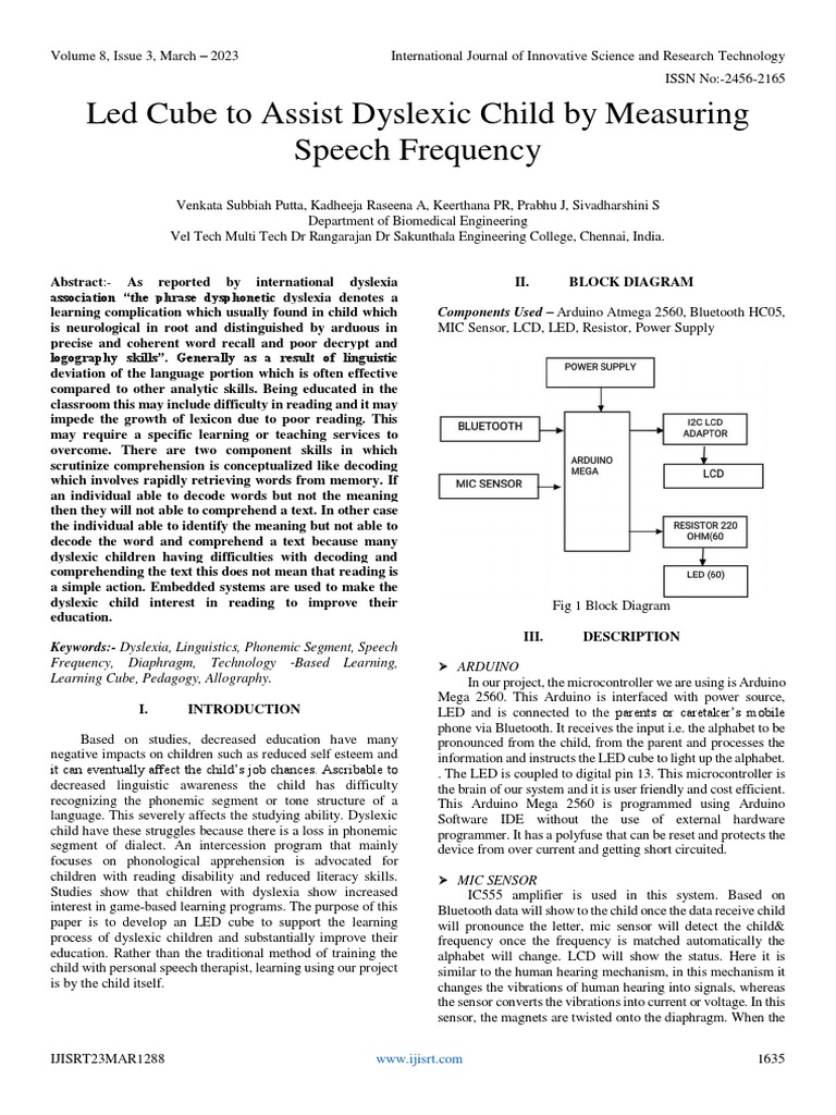 Led Cube To Assist Dyslexic Child by Measuring Speech Frequency | PDF ...