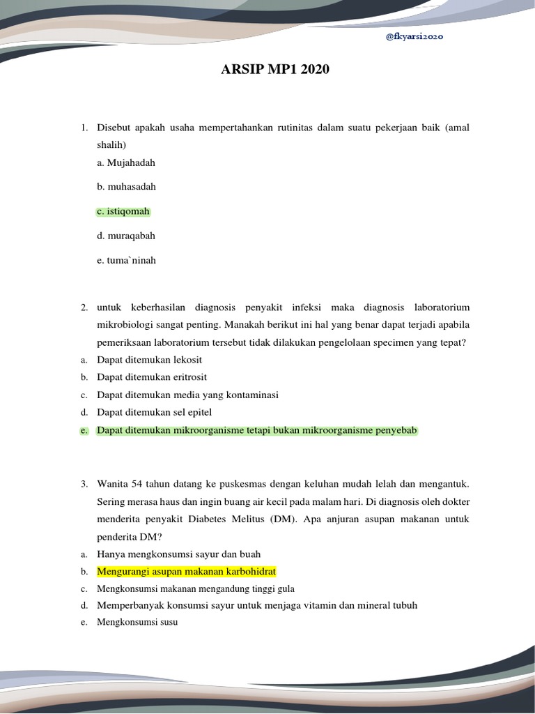 ARSIP MP1 2020: @fkyarsi2020 | PDF