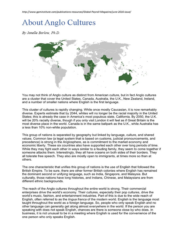 About Anglo Cultures | PDF