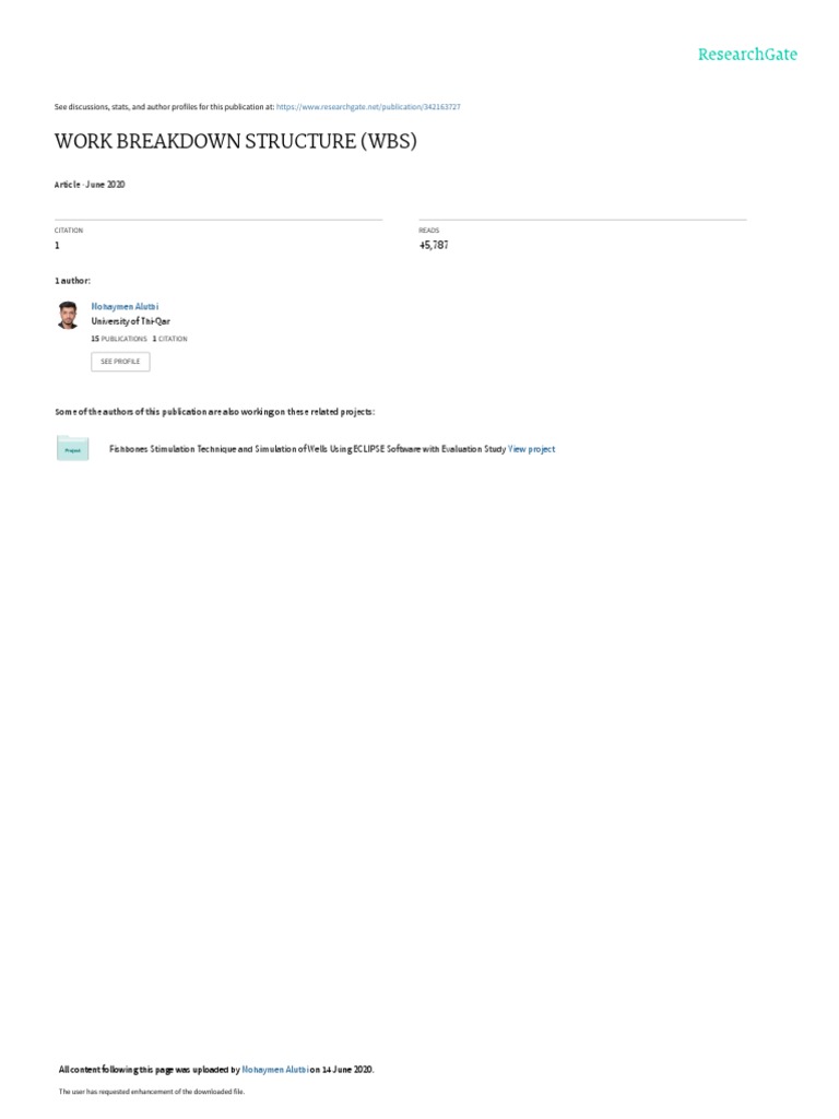 Work Breakdown Structure W Bs | PDF | Systems Science | Business