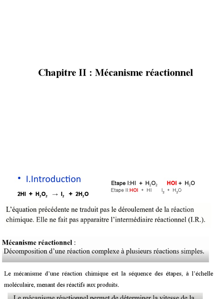 Chapitre II Mécanisme Réactionnel | PDF | Cinétique chimique | La nature