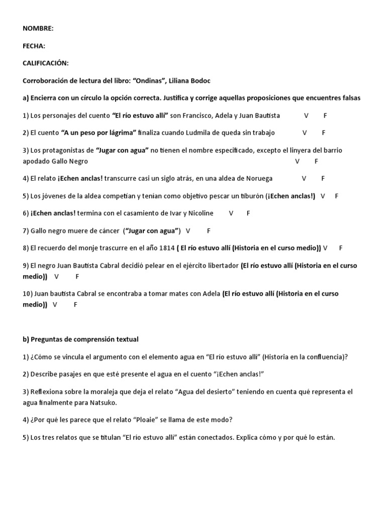 Corroboracion de Lectura Ondinas | PDF
