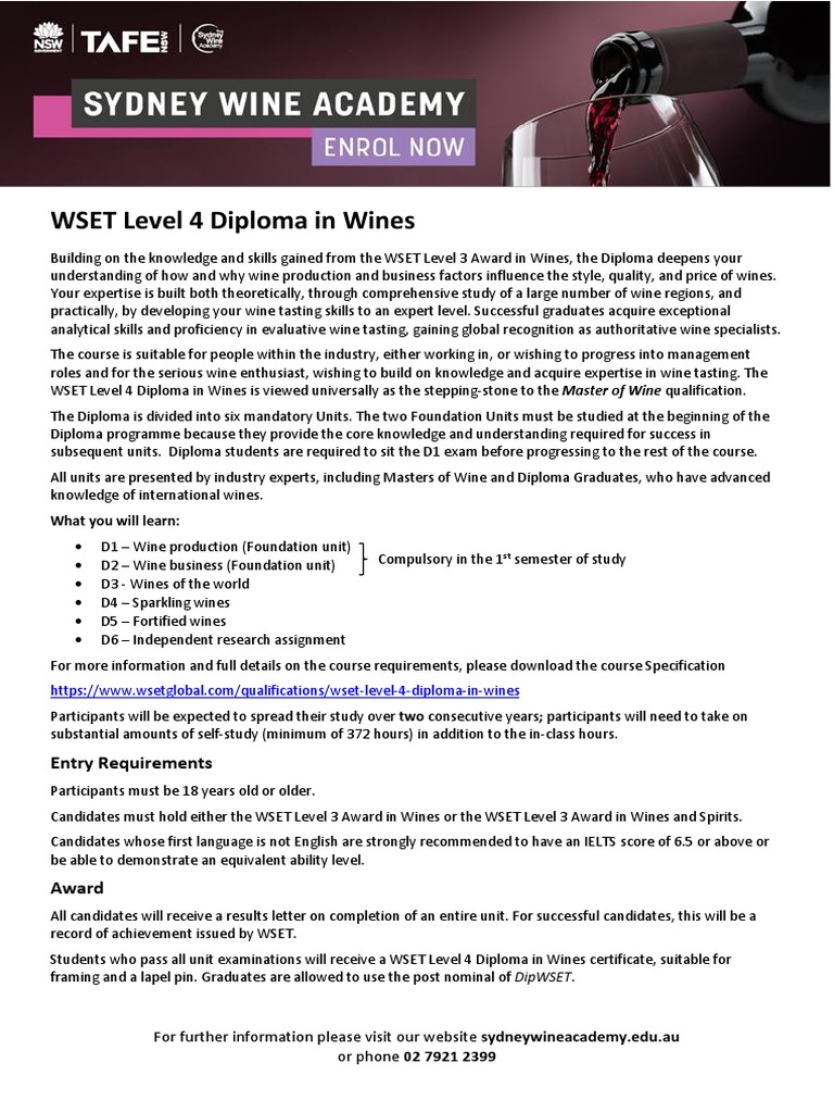 Aster Flyer - Wset Level 4 Award in Wines 2023 | PDF | Expert | Diploma