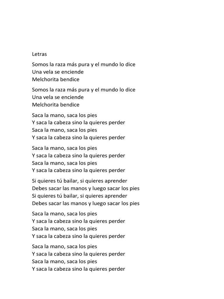 Letra Saca Las Manos | PDF