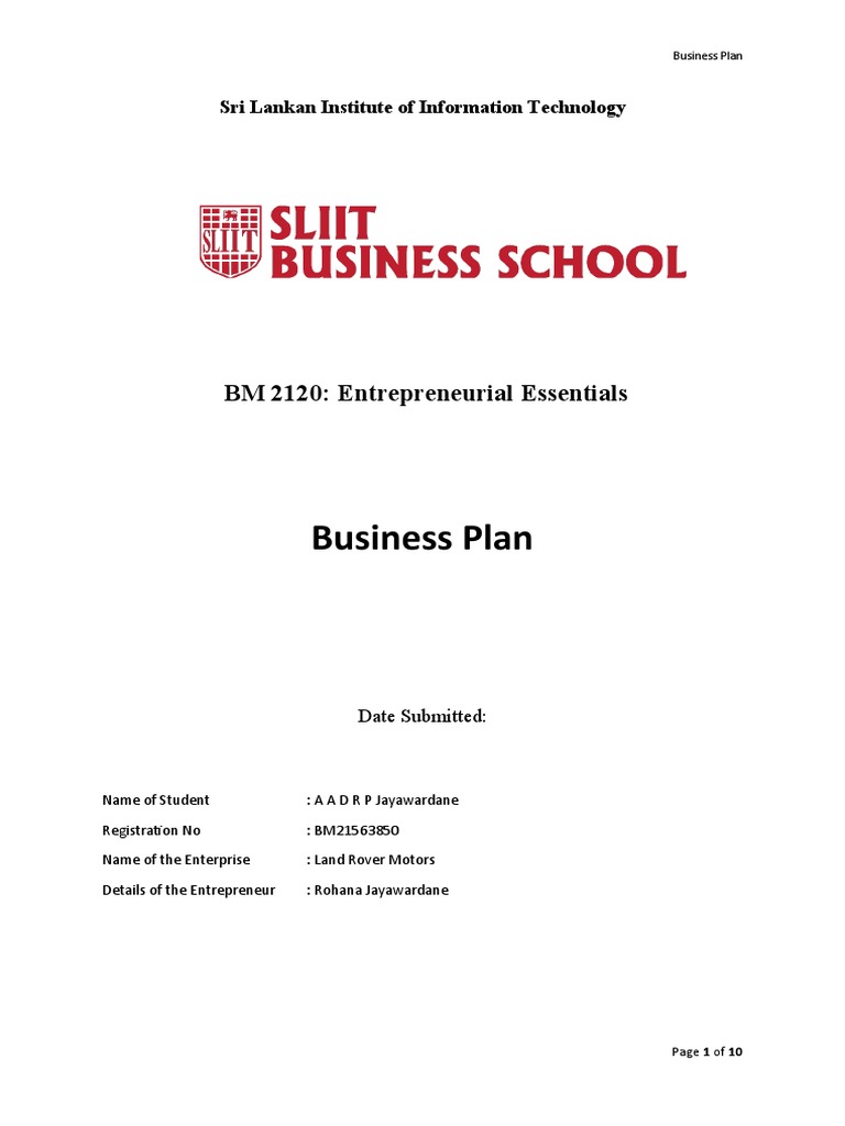 Business Plan Format - Part 01 | PDF | Car | Entrepreneurship