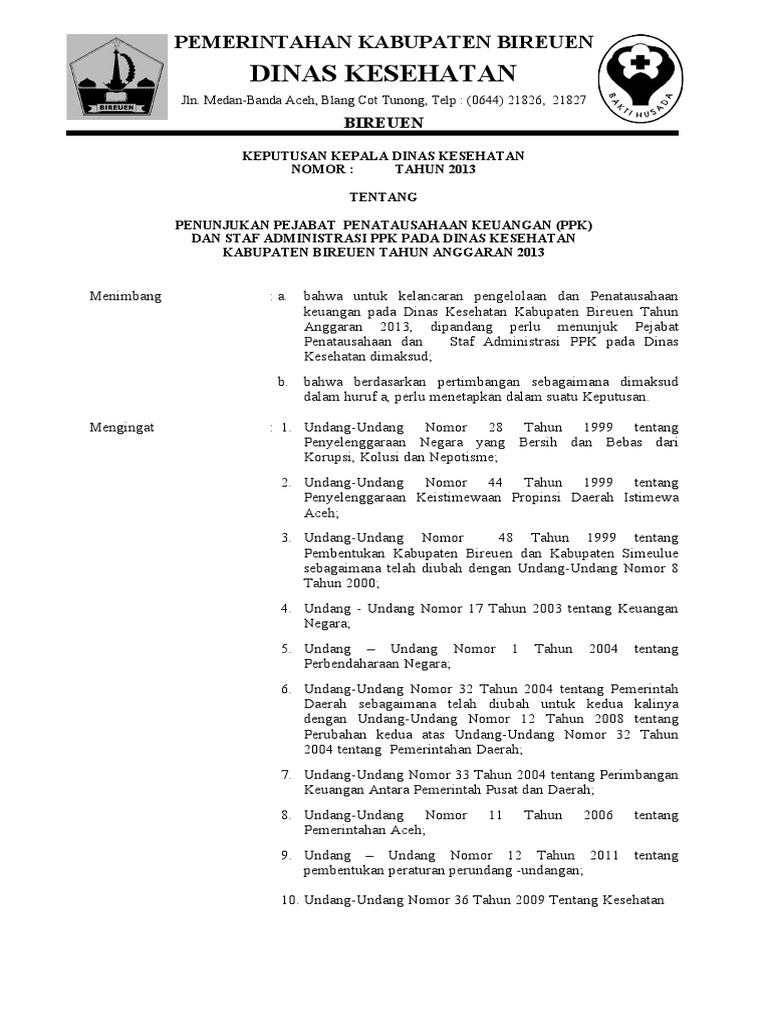 SK PPK Dan Staf Administrasi | PDF