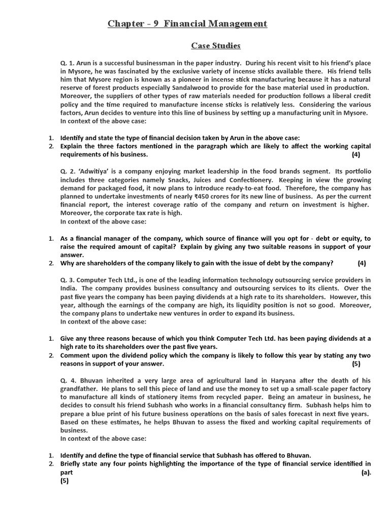 Working Capital Management Case Studies | PDF | Financial Capital | Debt