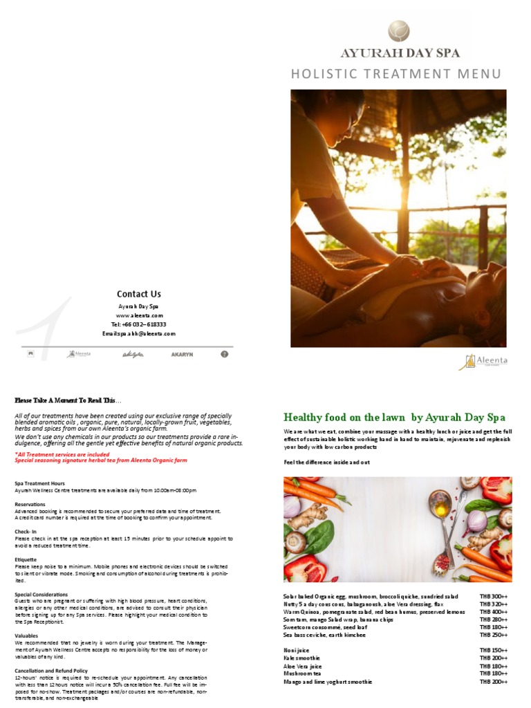 AHH-SPA MENU-WO LM - Pub2 | PDF | Massage
