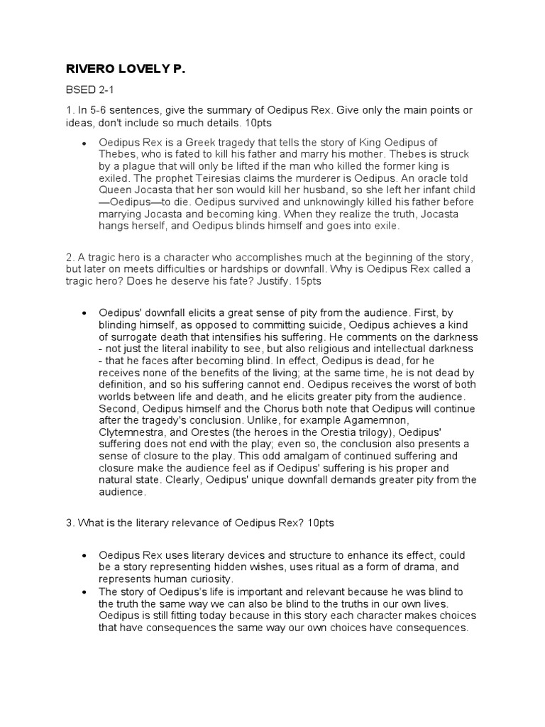 The Tragic Fate of Oedipus Rex: An Analysis of the Classic Greek Play ...