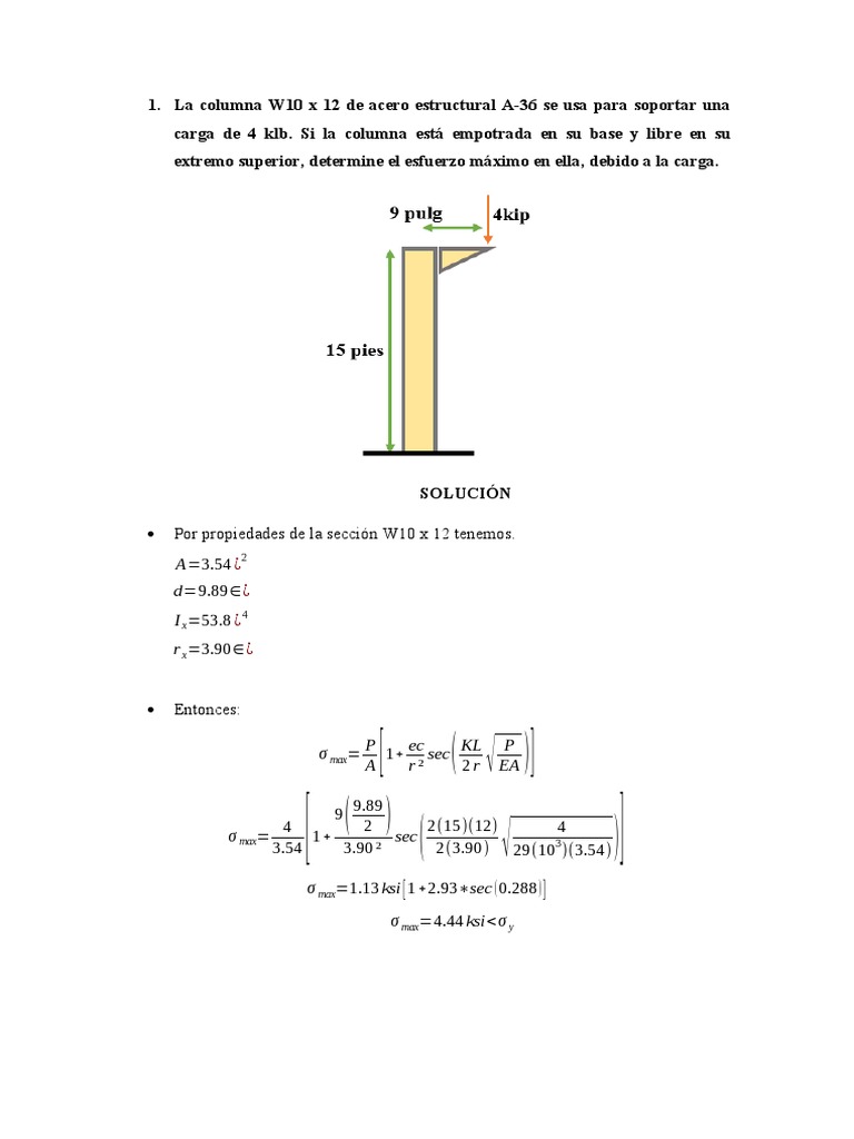 Ejercicio de Columnas - Resist. Mat. II | PDF