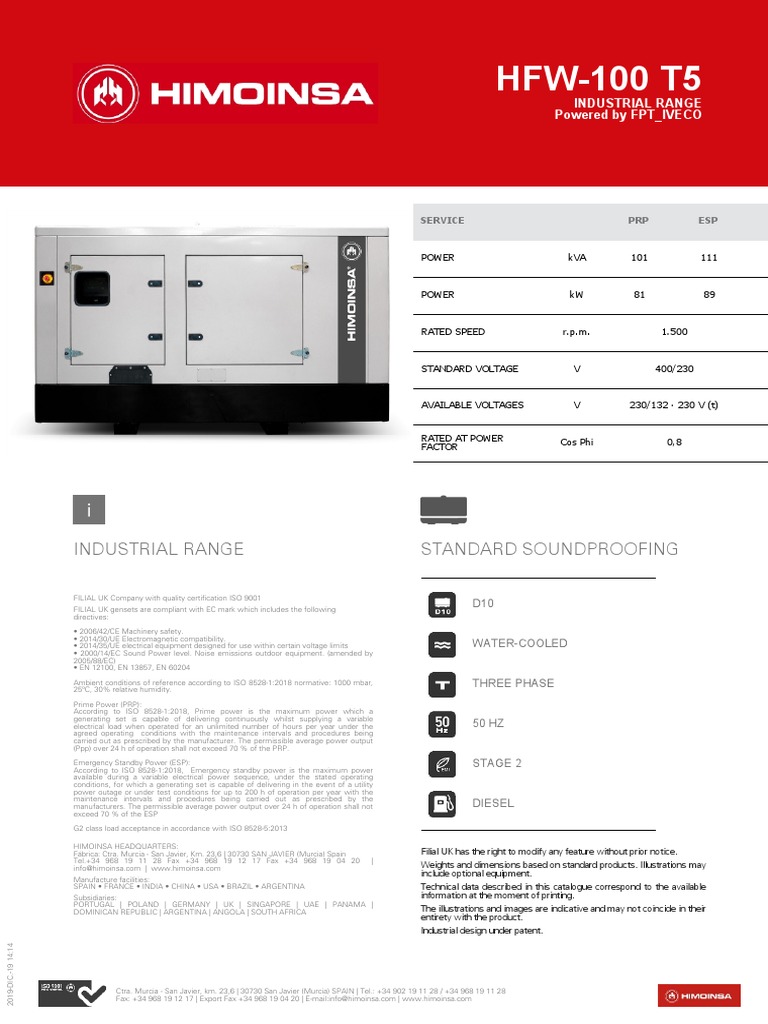 Emergency Generator Specifcation | PDF | Diesel Engine | Radiator