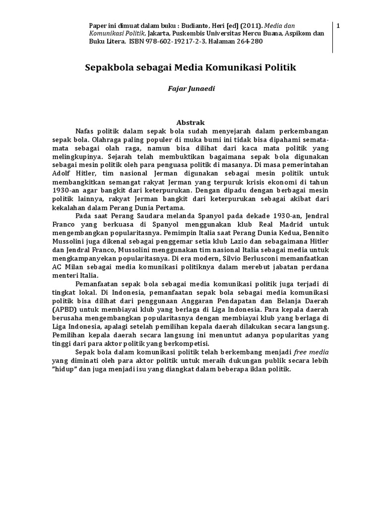Sepak Bola Sebagai Media Komunikasi Poli | PDF