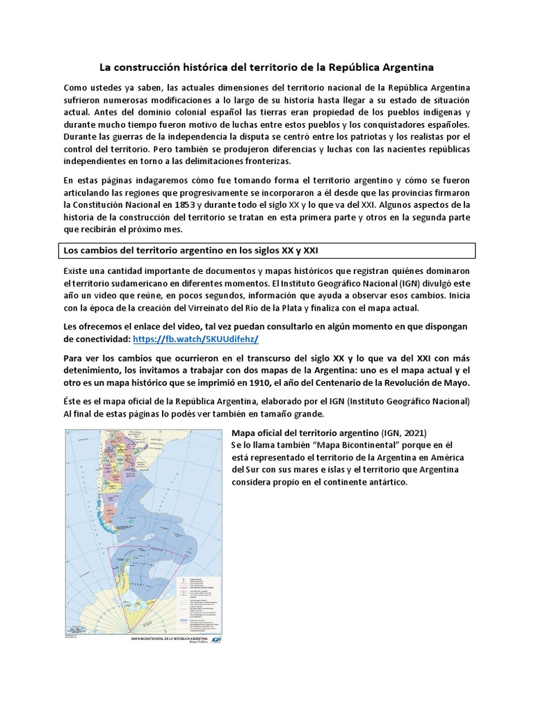 5 y 6 Alumnos La Construcci N Hist Rica Del Territorio de La Rep Blica Argentina | PDF | Argentina
