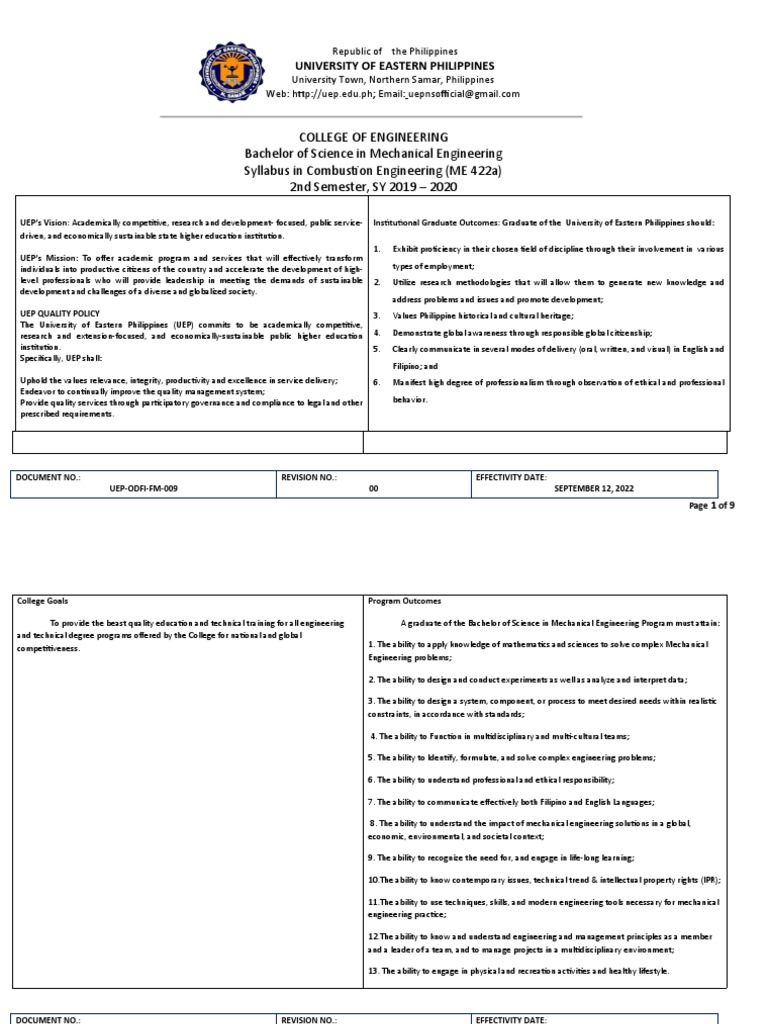 Mechanical Engineering Syllabus: Combustion Engineering | PDF ...