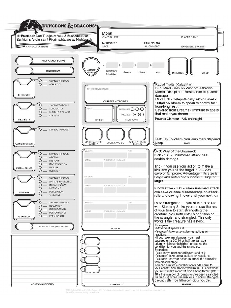 Alt 5e Character Sheet | PDF Alt 5e Character Sheet | PDF