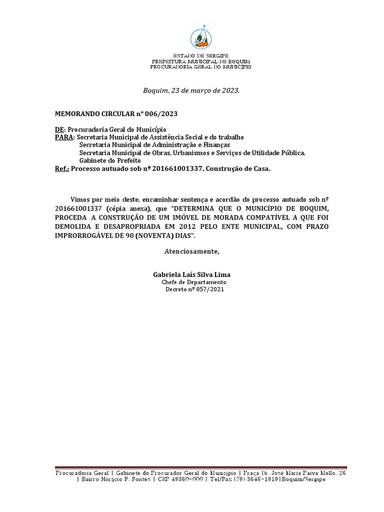 Memorando Circular 006 | PDF