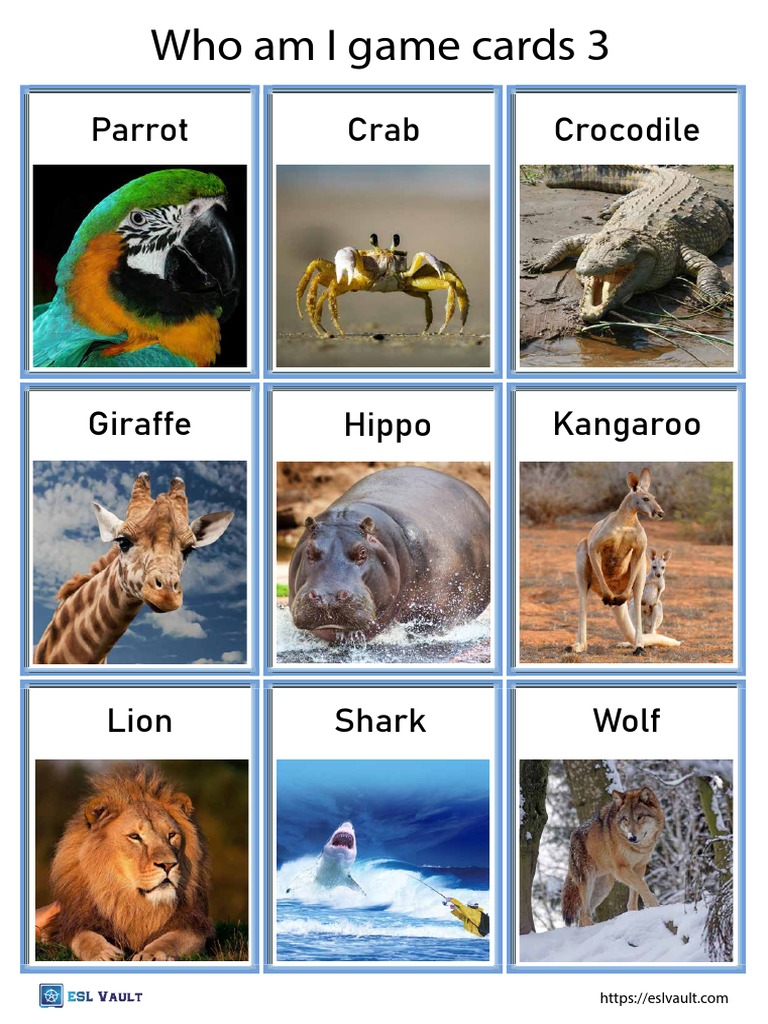 Printable Who Am I Game Animals | PDF