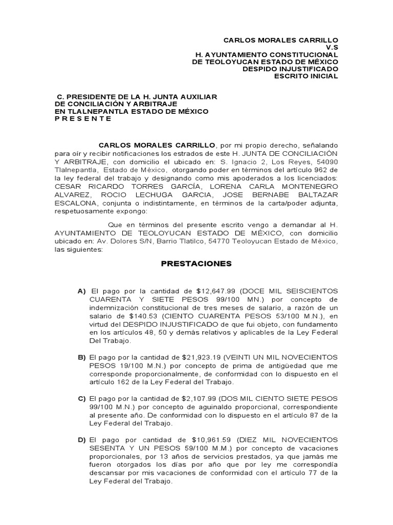 Ejemplo de Demanda Laboral | PDF | México | Gobierno