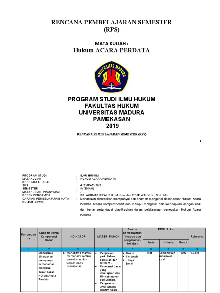 RPS Hukum Acara Perdata | PDF