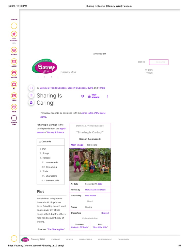 Sharing Is Caring! - Barney Wiki - Fandom | PDF | Fandom