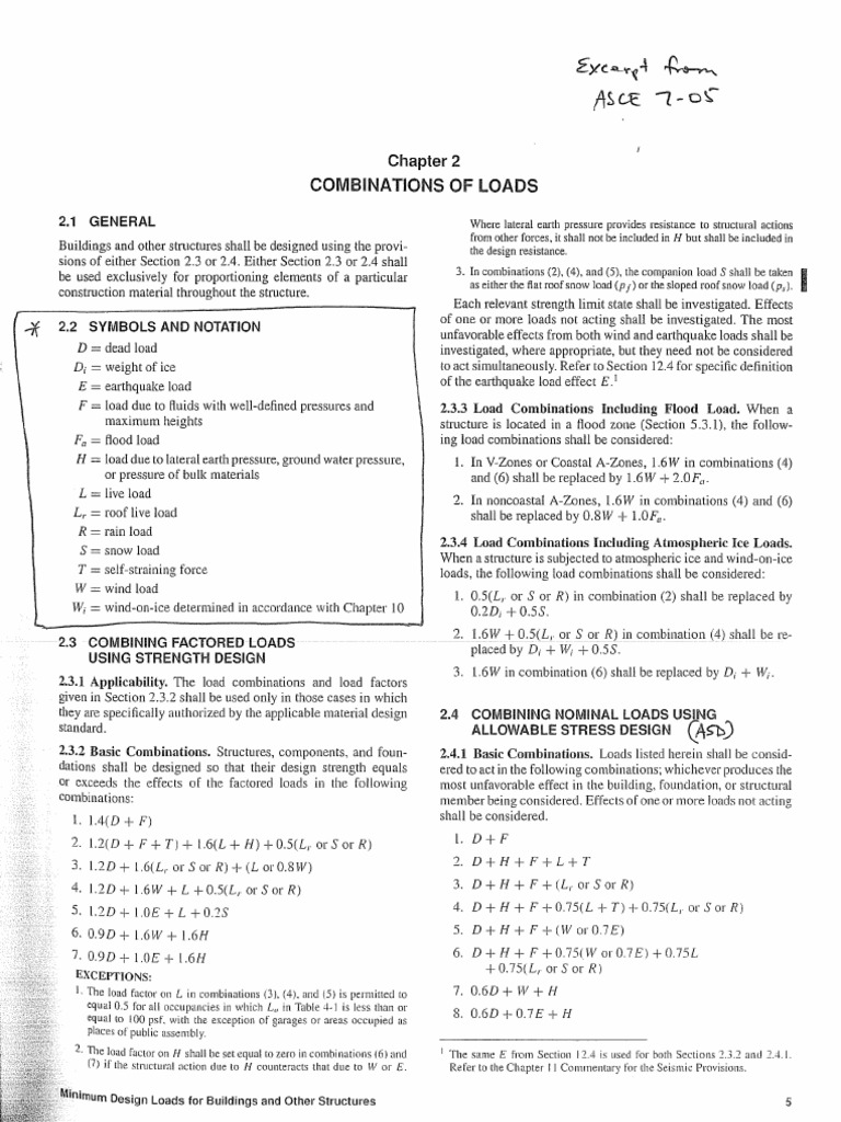 Comb. of Loads CH 2 ASCE 7-05 | PDF