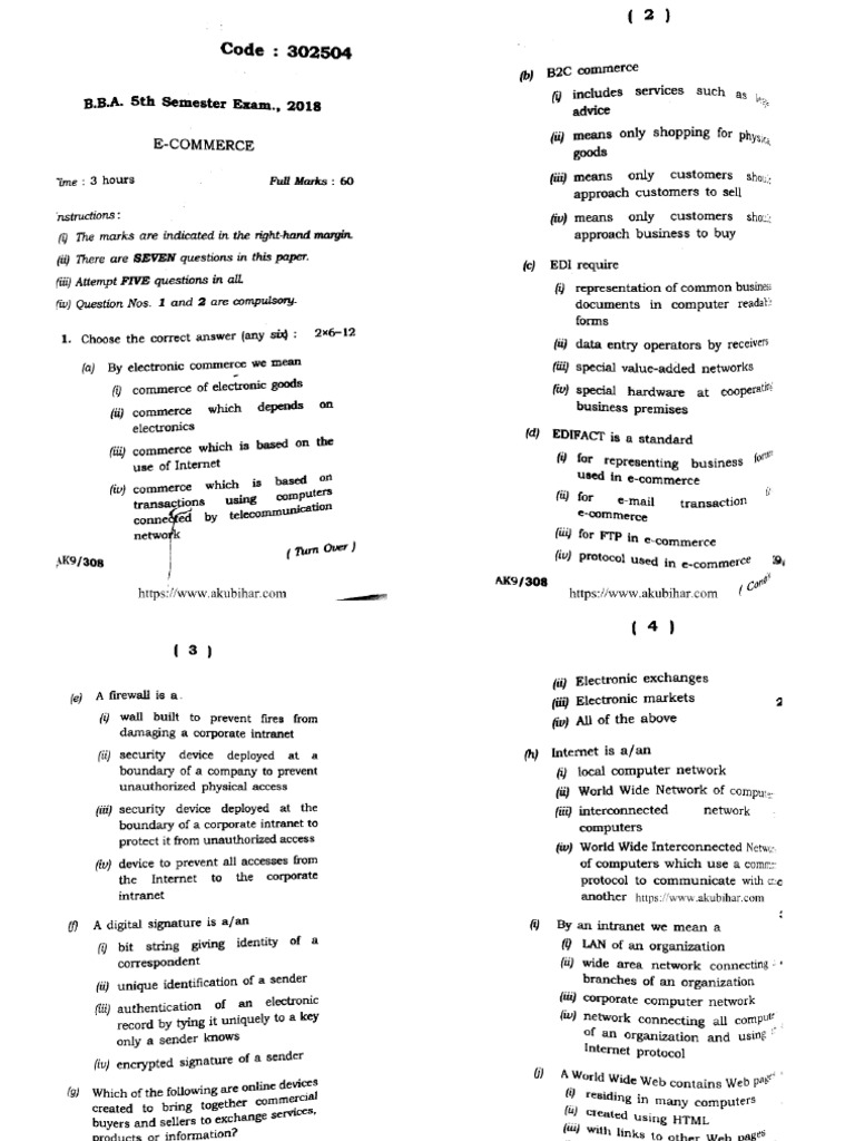 Aku 5th Sem. Sample Paper | PDF