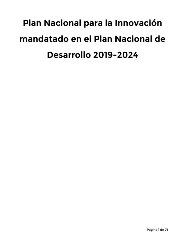 Plan Nacional para La Innovación | PDF | Innovación | México
