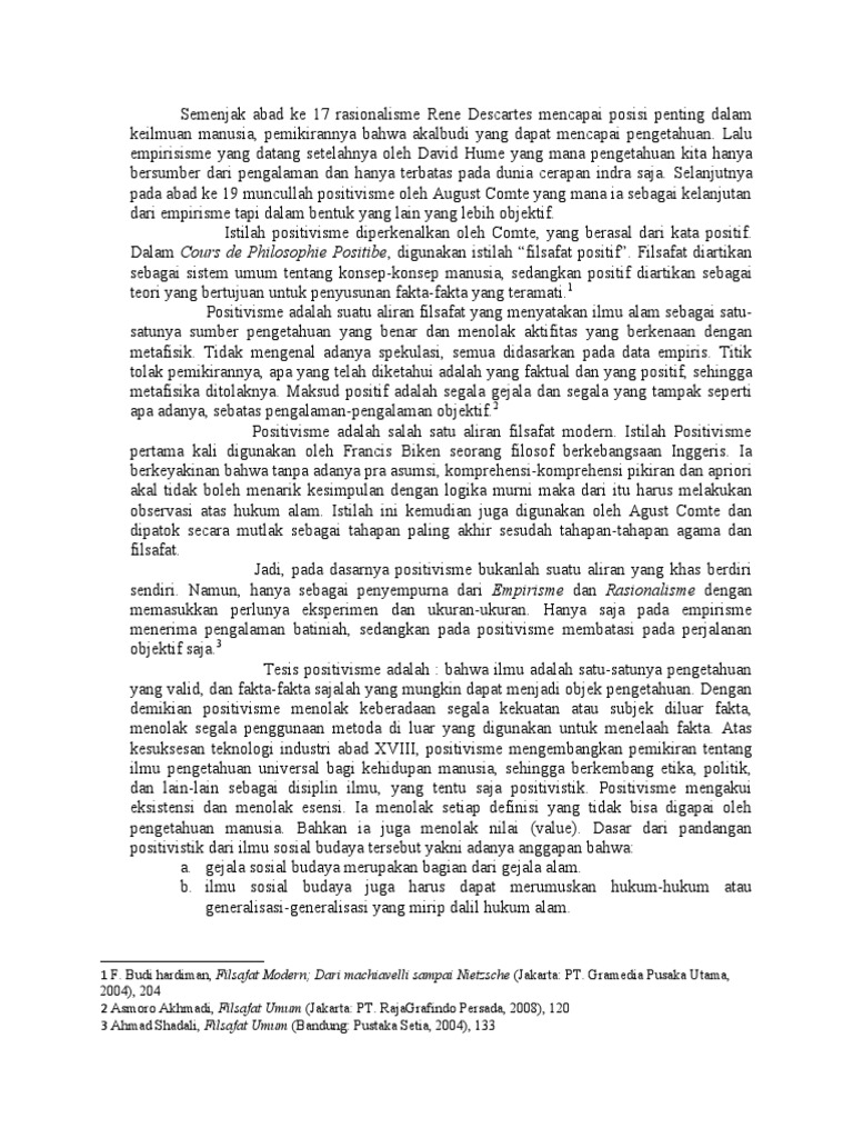 Positivisme: Filsafat dan Perkembangannya | PDF