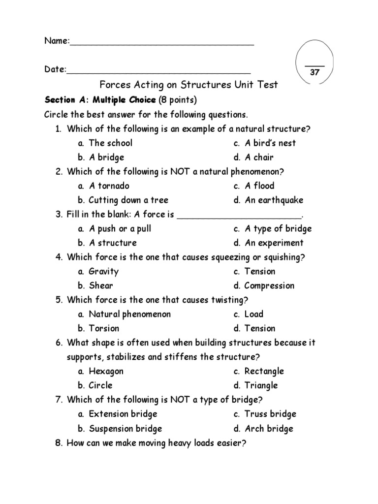 Forces Unit Test | PDF | Bridge | Force
