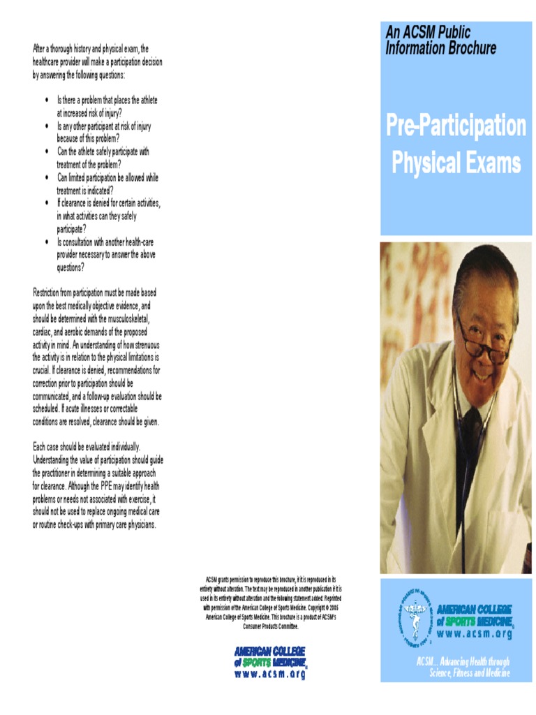 Pre Pre-Participation Physical Exams | PDF | Physical Examination ...