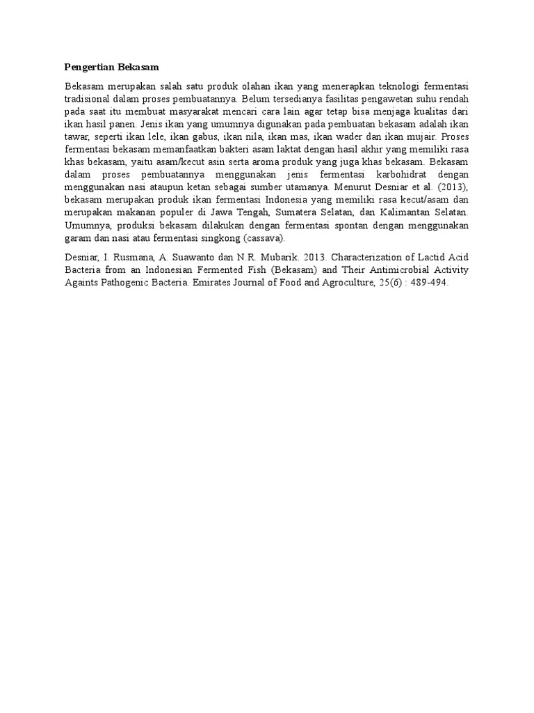 Bekasam: Fermentasi Ikan Tradisional | PDF