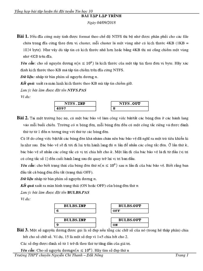 BaiTap - Tong Hop Lop 10 HSG 2018 | PDF