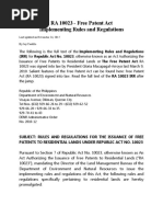 Residential Free Patent Act RA10023 Irr | PDF | Patent Application ...