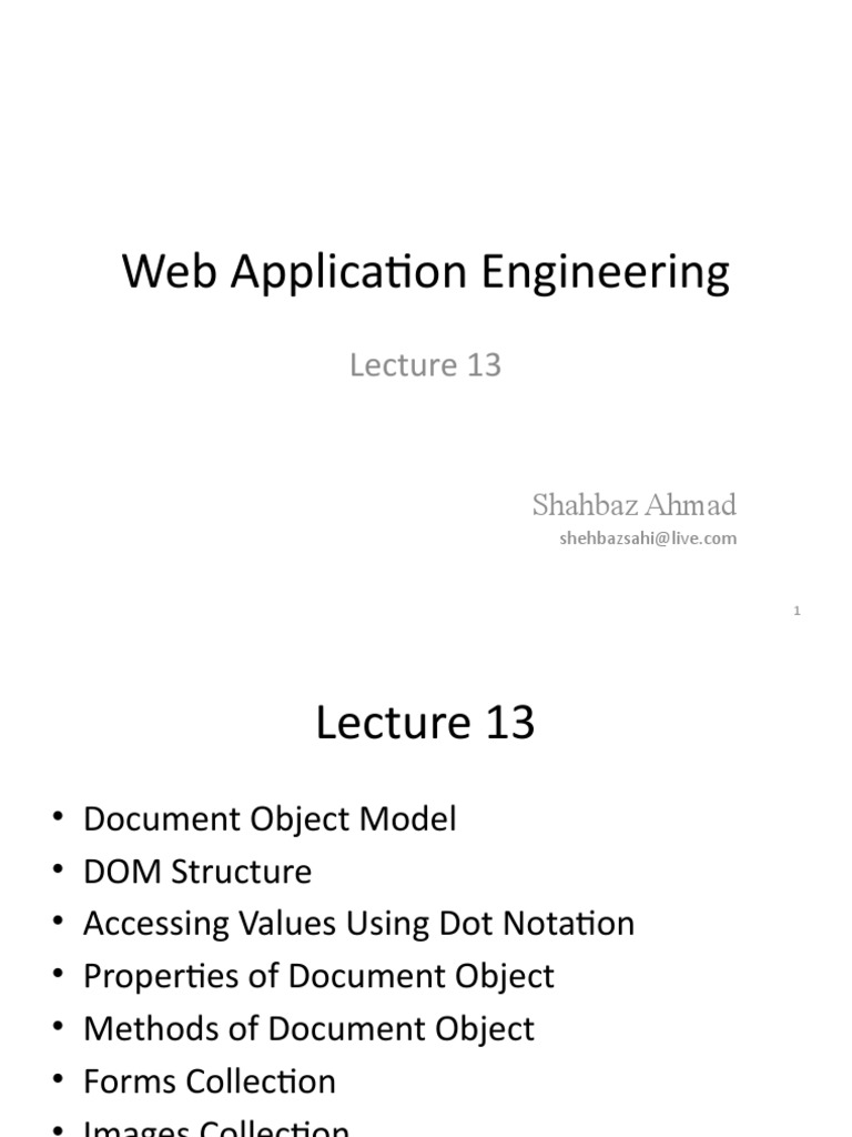 Lecture 13 - DOM | PDF | Document Object Model | World Wide Web