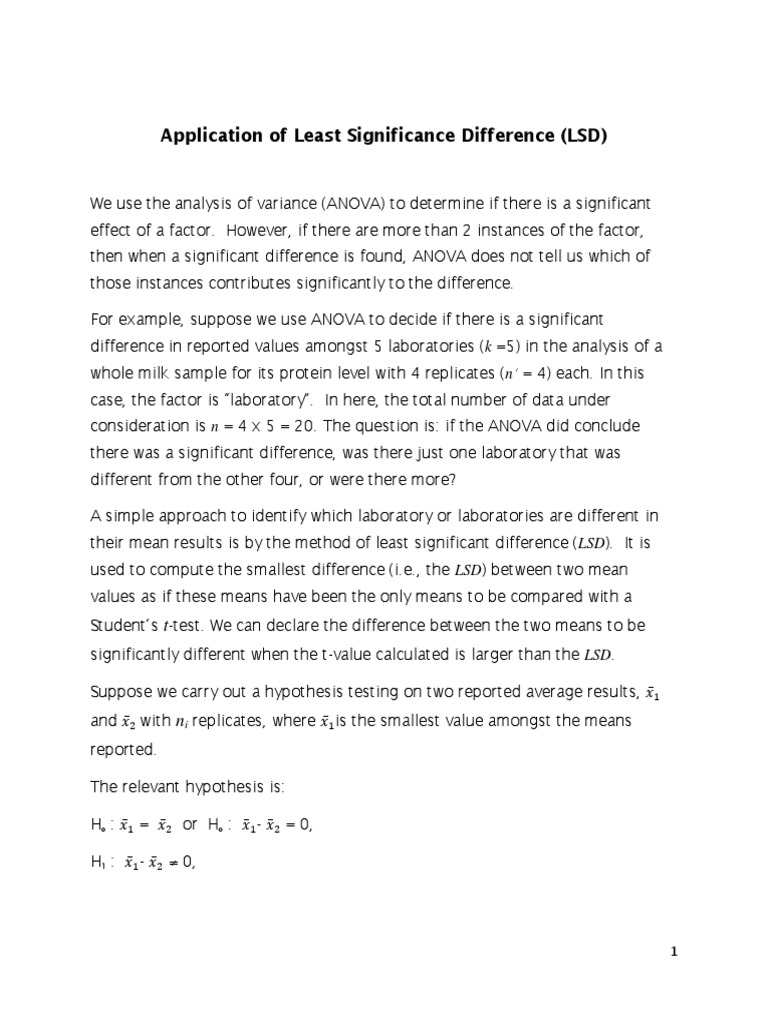 Application of Least Significant Difference | PDF | Analysis Of ...