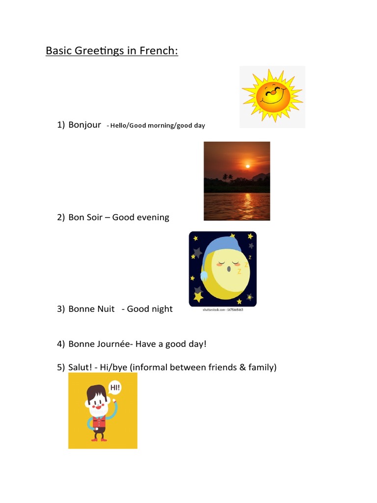Basic Greetings & Numbers in French | PDF